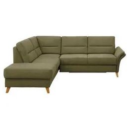 Ecksofa Home Affaire "Westerland L-Form", grün (olive), B:238cm H:90cm T:213cm, 98% Polyester 2% Polyamid, Sofas, Federkern-Polsterung, wahlweise mit Bettfunktion, Bettkasten