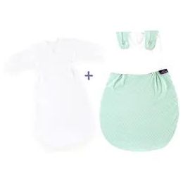 Träumeland Babyschlafsack TRÄUMELAND "Set Pünktchen mint" Gr. 80/86, umlaufender Reißverschluss, grün (mint), Baby, Obermaterial: 100% Baumwolle, Schlafsäcke