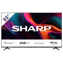 Sharp LED-Fernseher "Sharp 55GL4260E Google TV 139 cm (55 Zoll) 4K Ultra HD Google TV", Dolby Atmos, Dolby Vision, HDMI 2.1 mit eARC, F (A-G), Fernseher, schwarz, 55