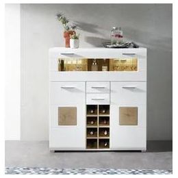 Barschrank Innostyle "FUN PLUS, TOPSELLER", weiß (weiß matt), B:120cm H:129cm T:37cm, FSC-zertifizierter Holzwerkstoff, Schränke, Maße: 120 x 129 x 37 cm (B/H/T), mit LED-Beleuchtung