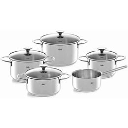 Topf-Set Fissler "Copenhagen", silber (silberfarben), Töpfe, Töpfe mit Glasdeckel, Mess-Skala, Induktion, backofengeeignet