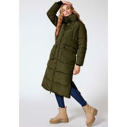 Steppmantel Only "ONLNORA X-LONG PUFFER CC OTW" Gr. S (36), grün (winter moss), Damen, Steppware, Obermaterial: 100% Polyester, unifarben, Mäntel