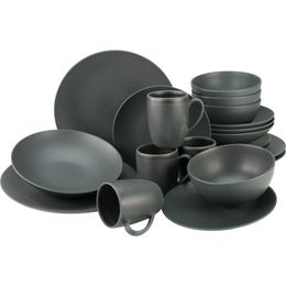 Kombiservice Creatable "Geschirr-Set Soft Touch Black", schwarz, 20 tlg., Steinzeug, Geschirr-Sets, Service, schwarz, seidenmatte Glasur, 20 Teile, für 4 Personen