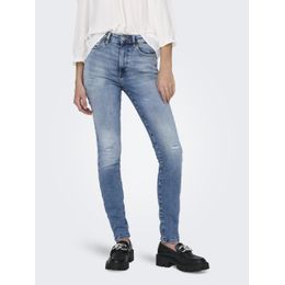 Skinny-fit-Jeans Only "ONLFOREVER ICON HW SK LAK DNM GEN476NOOS" Gr. 25, Länge 30, blau (light medium blau denim), Damen, Denim/Jeans, Obermaterial: 97% Baumwolle, 3% Elasthan, Destroyed-Effekte, Jeans, mit Destroyed Effekt