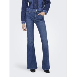 Bootcut-Jeans Only "ONLCHERYL MW RETRO FLARED CUTLINE DNM FG" Gr. 30, Länge 30, blau (medium blau denim), Damen, Denim/Jeans, Obermaterial: 98% Baumwolle, 2% Elasthan, unifarben, Jeans