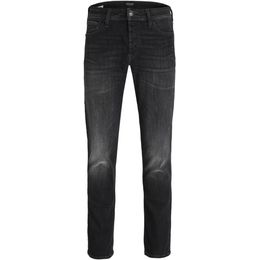 Jack & Jones Slim-fit-Jeans JACK & JONES "JJ JJITIM JJORIGINAL AGI 116", Herren, Gr. 29, Länge 32, schwarz (schwarz denim), Denim/Jeans, Obermaterial: 91% Baumwolle, 7% Polyester, 2% Elasthan, Abriebeffekte, modisch, slim fit, Jeans