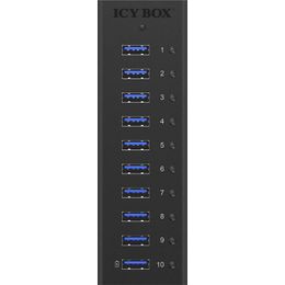 ICY BOX USB-Adapter »USB 3.2 Hub, 10 Port, Ladeport Alu-Gehäuse« mit Netzteil schwarz Inklusive 12 V Netzteil mit 48 Watt