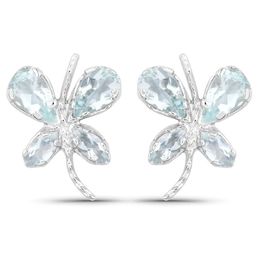 VIRA JEWELS Paar Ohrstecker »Silber 925 rhodiniert Schmetterling-Motiv mit echtem Aquamarin« weiß + hellblau one-size Edle Damen-Ohrringe aus...
