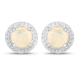 VIRA JEWELS Paar Ohrstecker »Silber 925 rhodiniert mit echtem Opal 5mm« weiß + weiß one-size Edle Damen-Ohrringe aus echtem 925 Silber