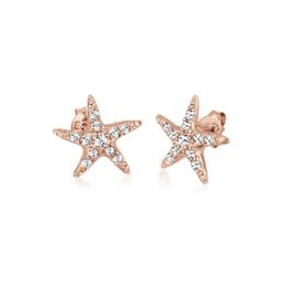 Elli Paar Ohrstecker »Seestern mit Kristalle funkelnd 925 Sterling Silber« Rosegold onesize Glamouröses Ohrstecker mit maritimen Flair