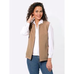 Strickweste Casual Looks Gr. 50, braun (camel), Damen, 50% Baumwolle, 50% Polyacryl, unifarben, Westen