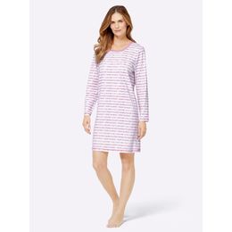 wäschepur Nachthemd WÄSCHEPUR "Langarm-Sleepshirts" Gr. 36/38, Normalgrößen, lila (erika, erika, gestreift), Damen, 100% Baumwolle, Meliert:95% Baumwolle, 5% Viskose, gemustert, gestreift, unifarben, meliert, Kleider