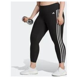 Trainingstights Adidas PERFORMANCE "TRAIN ESSENTIALS 3-STREIFEN HIGH-WAISTED – GROSSE GRÖSSEN", Damen, Gr. 4X (58/60), N-Gr, schwarz, Obermaterial: 85% Polyester, 15% Elasthan, clean, sportlich, 7/8-Länge, Hosen