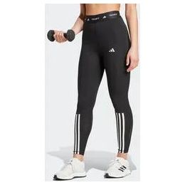 Trainingstights Adidas PERFORMANCE "TF 3S 7/8 L", Damen, Gr. L, N-Gr, schwarz, Obermaterial: 73% Polyester, 27% Elasthan, sportlich, 7/8-Länge, Hosen