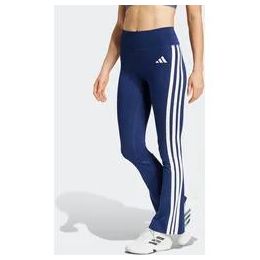 Trainingstights Adidas PERFORMANCE "OPT ESS 3S FLAR" Gr. XS, N-Gr, blau (dunkelblau, weiß), Damen, Obermaterial: 85% Polyester, 15% Elasthan, Hosen