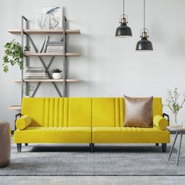 Schlafsofa,Wohnzimmersofa,Schlafcouch,Bettsofa mit Armlehnen Gelb Samt FUCIA62198 MaisonChic