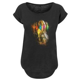 F4NT4STIC T-Shirt 'Marvel Avengers Endgame Infinity Gauntlet Splatter' Damen Gr&ouml;&szlig;e S blau / gelb / rot / schwarz