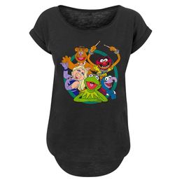 F4NT4STIC T-Shirt 'Disney The Muppets Group Circle' Damen Gr&ouml;&szlig;e S gr&uuml;n / lila / dunkelorange / schwarz