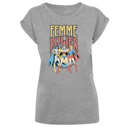 F4NT4STIC T-Shirt 'DC Comics Wonder Woman Femme Power' Damen Gr&ouml;&szlig;e XXXL limone / graumeliert / jade / lachs