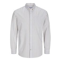 Jack & Jones Plus Jack & Jones Plus Hemd 'Oxford' Herren Größe 5XL dunkelbeige / weiß