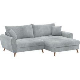Ecksofa MR. COUCH, B:246cm H:71cm T:170cm, silber, Dolce (100% Polyester), Wohnzimmer, Sofas, "Blackburn II, L-Form", Mit Kaltschaumpolsterung bis