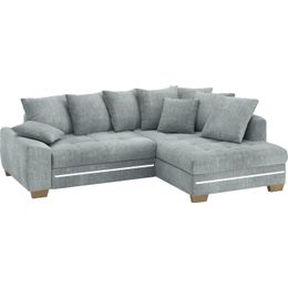 Ecksofa MR. COUCH, B:243cm H:88cm T:190cm, silber, Dolce (100% Polyester), Wohnzimmer, Sofas, "Nikita II, L-Form", mit Kaltschaum, RGB-LED