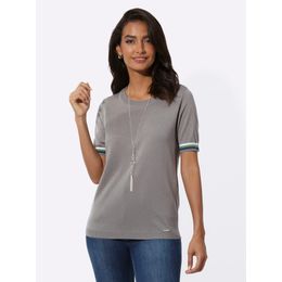 Casual Looks Damen Kurzarmpullover "Rundhals-Pullover", grau, Gr. 38, unifarben, 100% Polyacryl, Pullover