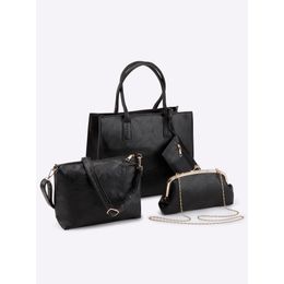 Heine Damen Handtasche, schwarz, Viskosemischung, unifarben, Taschen