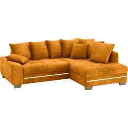 Ecksofa MR. COUCH, B:243cm H:88cm T:190cm, orange, Dolce (100% Polyester), Wohnzimmer, Sofas, "Nikita II, L-Form", mit RGB-LED Beleuchtung, wahlweise
