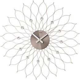 AMS Damen Wanduhr "W9608", Ø 50cm, silber, Wanduhren, Quarzuhr,Wohnzimmer,Esszimmer,Küche,Arbeitszimmer,Büro,Flur