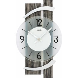 AMS Wanduhr "W9547", B/H/L: 6cm x 40cm x 23cm, braun, Wanduhren, Quarzuhr,Holz,Wohnzimmer,Esszimmer,Küche,Arbeitszimmer,Büro,Flur