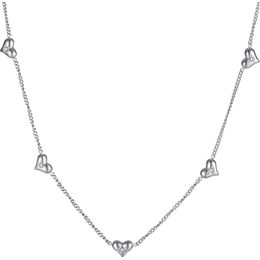 Firetti Damen Herzkette "Schmuck Geschenk Edelstahl Halsschmuck Halskette Ankerkette Herz", Edelstahl, L: 44, silber, Edelstahl, Halsketten, mit