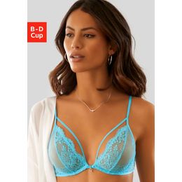 Vivance Damen B&uuml;gel-BH, Gr. 75, blau, Microtouch, Obermaterial: 90% Polyamid, 10% Elasthan, BHs, aus dezent transparenter Spitze, Dessous