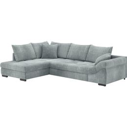 Ecksofa MR. COUCH, B:303cm H:86cm T:202cm, silber, Dolce (100% Polyester), Wohnzimmer, Sofas, "Allegro DuraFlex, L-Form", Hochschläfer-Bettauszug,