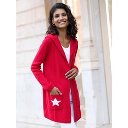 Classic Basics Damen Strickjacke, rot, Gr. 48, gemustert, mehrfarbig, 100% Polyacryl, Strickjacken