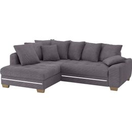 Ecksofa MR. COUCH, B:243cm H:88cm T:190cm, grau, Stripes (92% Polyester / 8% Nylon), Wohnzimmer, Sofas, "Nikita II, L-Form", mit RGB-LED Beleuchtung,