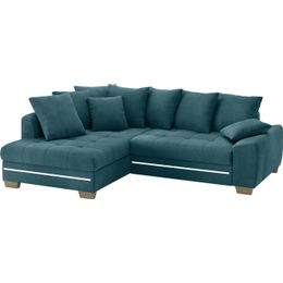 Ecksofa MR. COUCH, B:243cm H:88cm T:190cm, blau, Memphis (Grundgewebe - 100% Polyester; Nutzschicht- 90% Polyester / 10% Polyamide), Wohnzimmer,