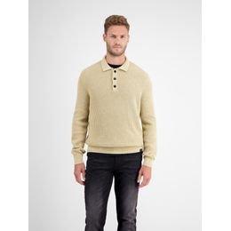 Lerros Herren Strickpullover "Lerros Langarm Strickpolo", beige, Gr. S, 100% Baumwolle, Pullover