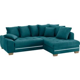 Ecksofa MR. COUCH, B:243cm H:88cm T:190cm, blau, Memphis (Grundgewebe - 100% Polyester; Nutzschicht- 90% Polyester / 10% Polyamide), Wohnzimmer,