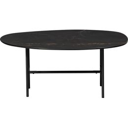 Couchtisch Woood, B:80cm H:34cm T:60cm, schwarz, Wohnzimmer, Tische, "Vajen", mit Tischplatte in Marmoroptik, schlanker Metallrahmen
