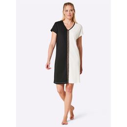 wäschepur WÄSCHEPUR Damen Sleepshirt "Sleepshirt", Gr. 36, schwarz, 50% Baumwolle, 50% Viskose, bedruckt, gemustert, unifarben, Kleider