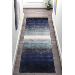 L&auml;ufer Home Affaire, B:90cm H:12mm L:250cm, blau, Viskose, Flur, Teppiche, "Katalin, handgewebt, Teppiche aus 100% Viskose, farblich changierend",