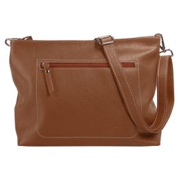 Samantha Look Damen Umh&auml;ngetasche, braun, Leder, leicht gl&auml;nzend, unifarben, Taschen, echt Leder, Made in Italy