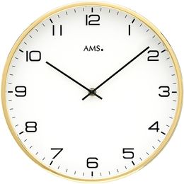 AMS Wanduhr "W9657", B/H/L: 5cm, gold, Wanduhren, Quarzuhr,Wohnzimmer,Esszimmer,Küche,Arbeitszimmer,Büro,Flur