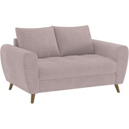 2-Sitzer MR. COUCH, B:160cm H:71cm T:90cm, rosa, Stripes (92% Polyester / 8% Nylon), Sofas, "Blackburn II", Wahlweise mit Kaltschaumpolsterung bis