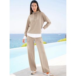 Heine Damen Sweatshirt, beige, Gr. 46, gemustert, mehrfarbig, unifarben, 50% Modal, 44% Polyester, 6% Elasthan, Sweatshirts
