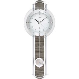 AMS Funk-Pendelwanduhr "F5304", B/H/L: 24cm x 6cm x 60cm, silber, Wanduhren, Made in Germany, Aluminium-/Holzgehäuse,Esszimmer,Wohnzimmer