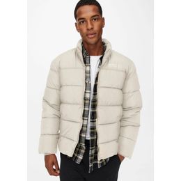 Only & Sons ONLY & SONS Herren Steppjacke "ONSMELVIN LIFE PUFFER JACKET OTW VD", grau, Gr. S, unifarben, Web, Obermaterial: 100% Polyester, Jacken