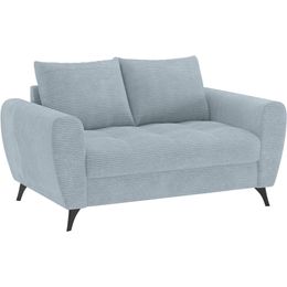 2-Sitzer MR. COUCH, B:160cm H:71cm T:90cm, blau, Stripes (92% Polyester / 8% Nylon), Sofas, "Blackburn II", Wahlweise mit Kaltschaumpolsterung bis