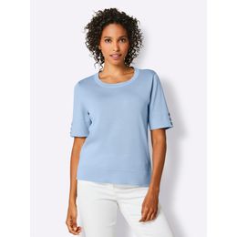 Damen Strickpullover "Baumwoll-Pullover", blau, Gr. 38, CREATION L PREMIUM, unifarben, 96% Baumwolle, 3% Polyamid, 1% Polyester, Pullover